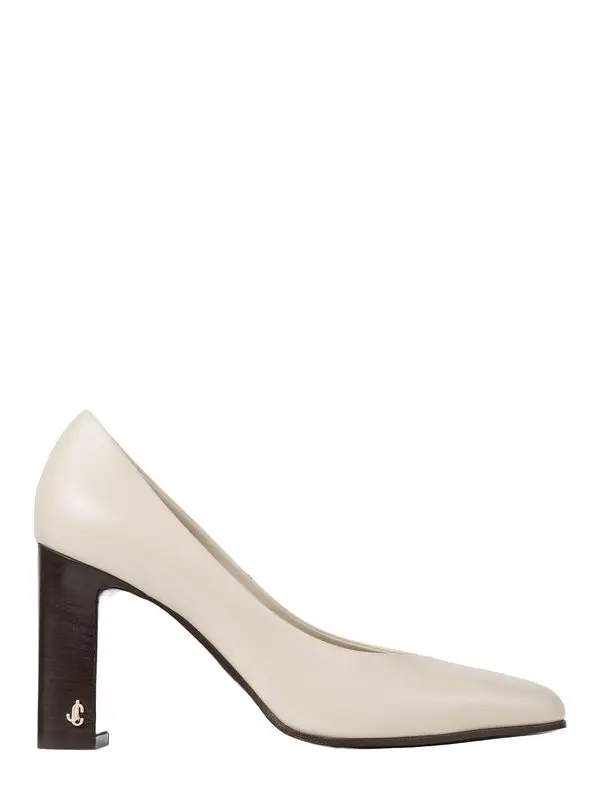 JIMMY CHOO Eyla 85 Polished Calf Leather Pumps - Bone