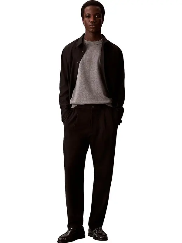 Calvin Klein Tech Knit Tapered Pleated Pants - Volcanic Ash