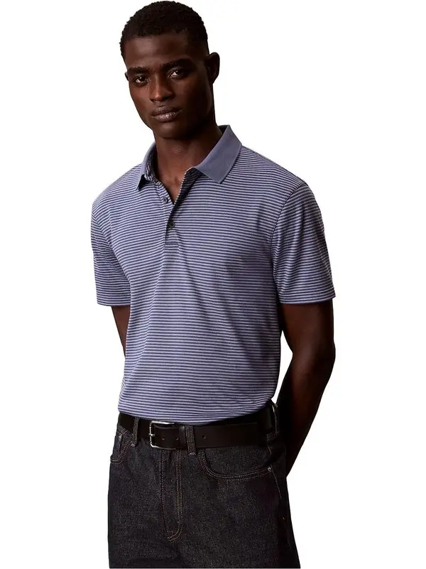 Calvin Klein Supima Cotton Stripe Polo Shirt - Grisaille