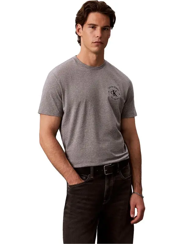 Calvin Klein Varsity Crest Logo Classic Tee - Grey Heather