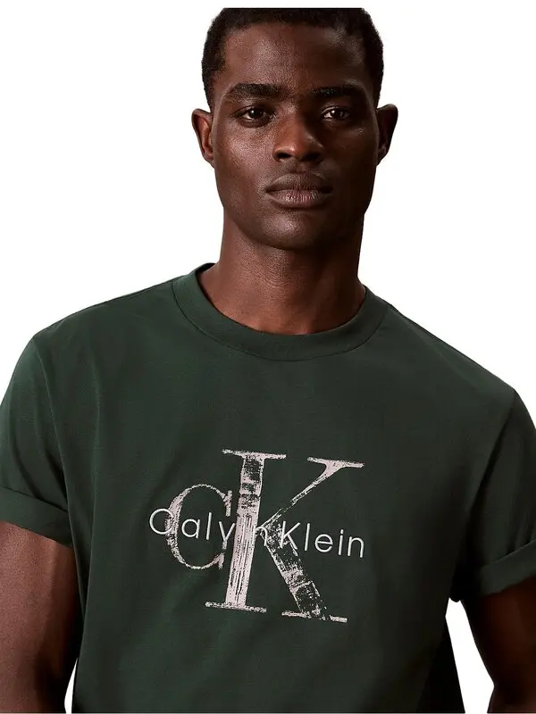 Calvin Klein Distressed Monologo Graphic Tee - Sycamore