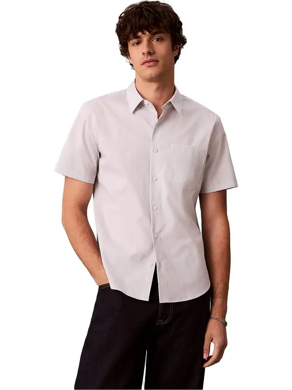 Calvin Klein Yarn-dyed Windowpane Stretch Button-down Shirt - Harbor Mist
