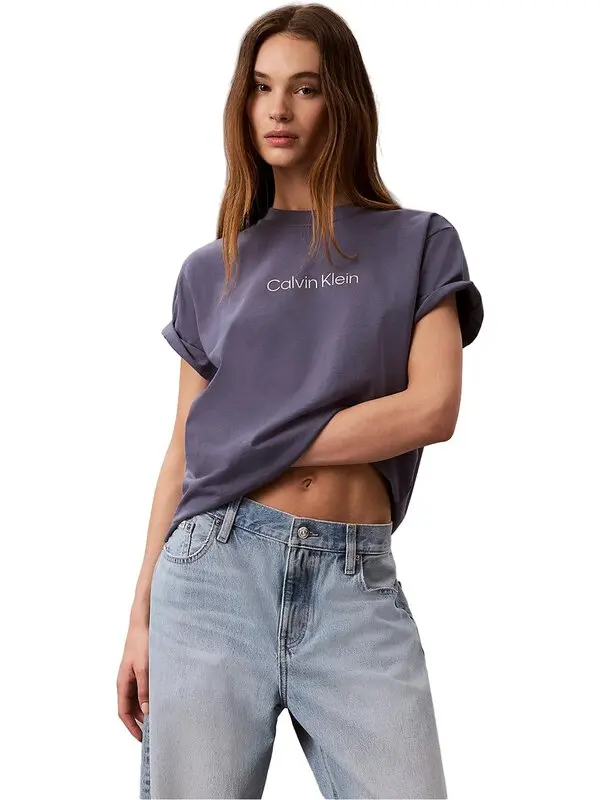 Calvin Klein Metallic Logo Boxy T-shirt - Grisaille