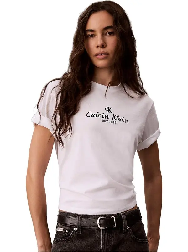 Calvin Klein Crest Logo Boxy T-shirt - Bright White
