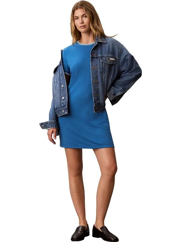Calvin Klein Tipping Stripe T-shirt Dress - Winter Blue