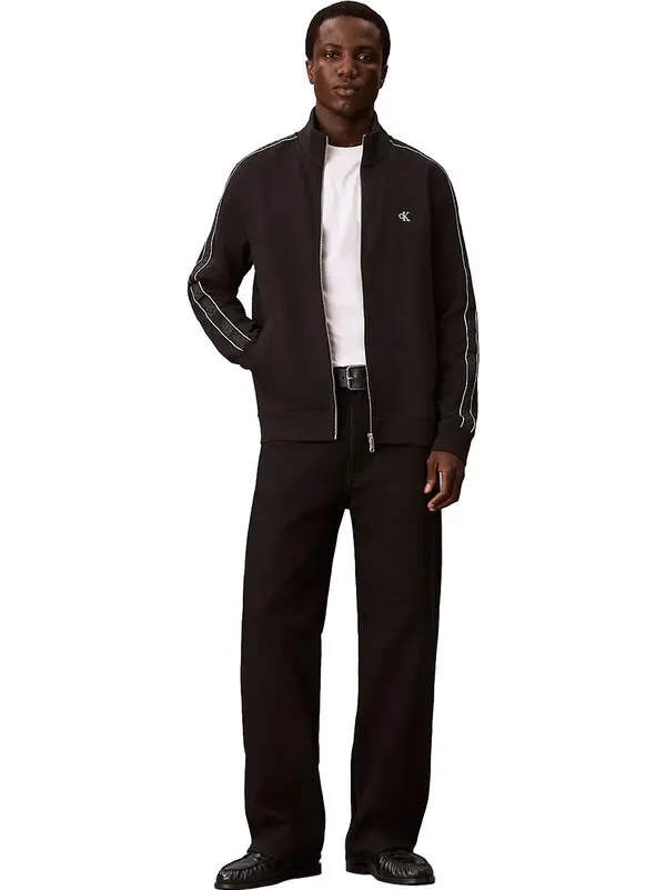 Calvin Klein Logo Tape Zip-up Jacket - Black
