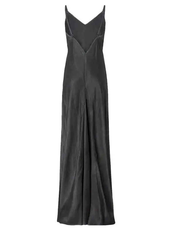 Pinko Maxi Dress With V-neck And Satin Finish - Grey