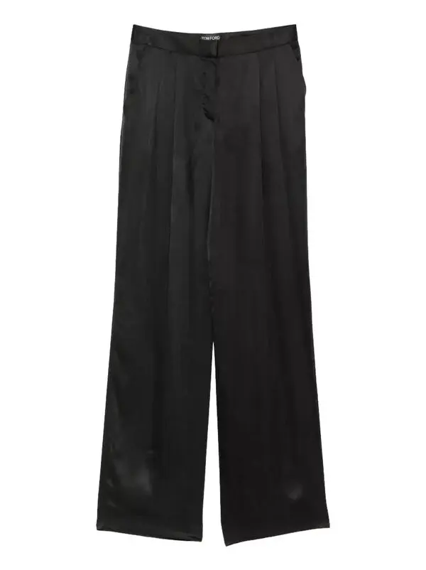 TOM FORD Silk Pleated Trousers - Black