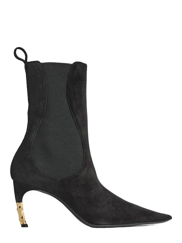 Gucci Castello Suede Bootie With Bamboo Heel - Black