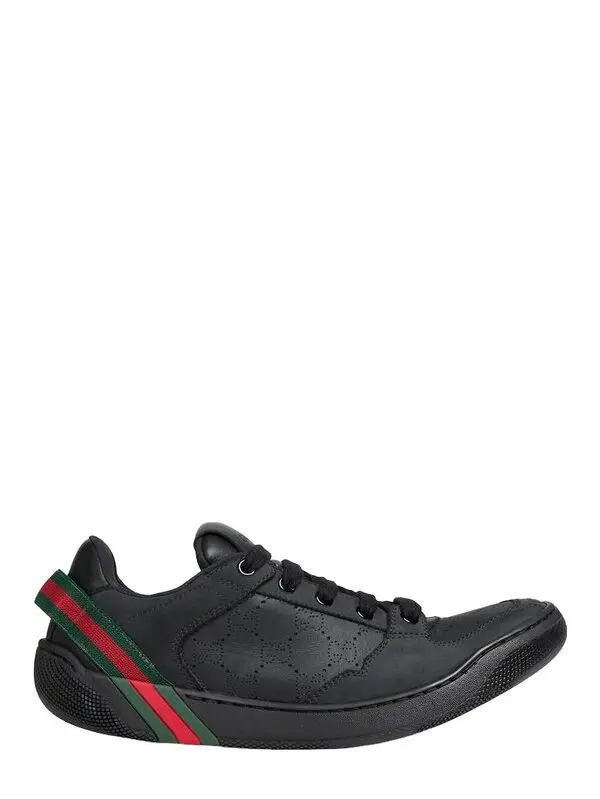 Gucci Screener Perforated Leather Sneakers - Black