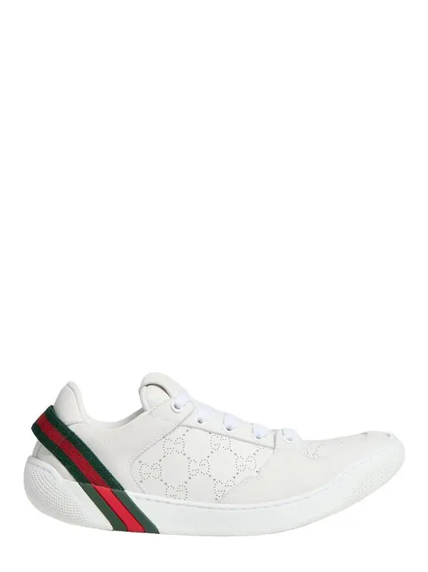 Gucci Screener Perforated Leather Sneakers - White
