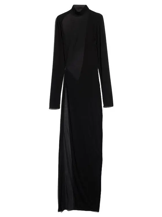 Gucci Viscose Crêpe Jersey Dress With Draped Open Back And Side Slit - Black