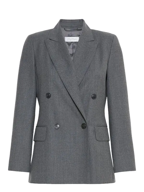 Max Mara Double-breasted Wool Flannel Blazer - Medium Grey