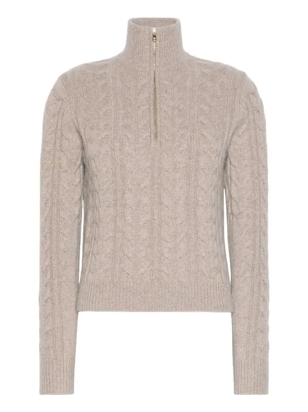 Max Mara Cable-knit Cashmere Half-zip Sweater - Sand
