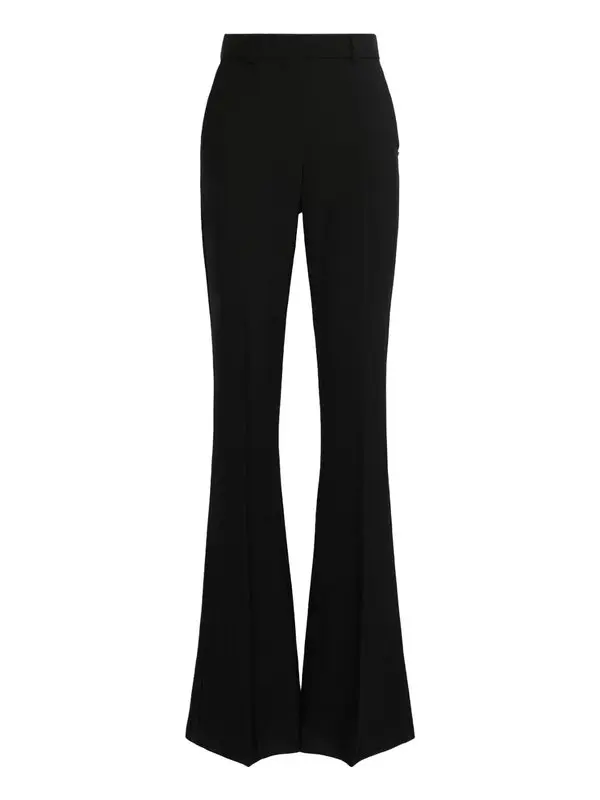 Max Mara Flared Stretch Wool Twill Trousers - Black