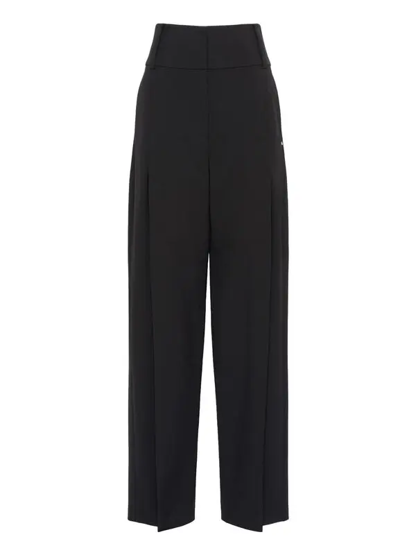 Max Mara Stretch Wool Curved-leg Trousers - Black