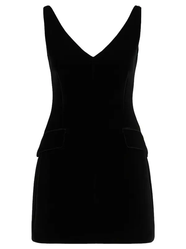 Max Mara Sleeveless Velvet V-neck Dress - Black