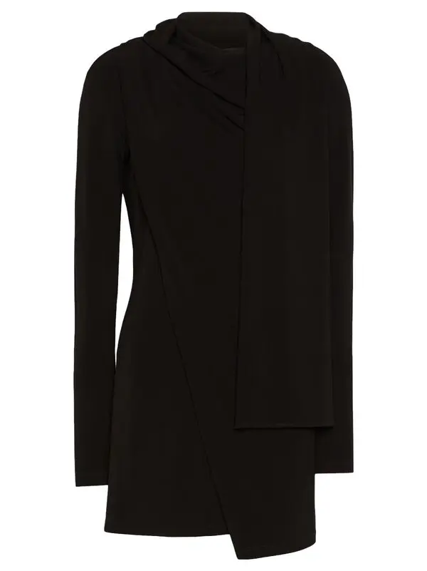 Max Mara Fluid Jersey Shawl Neck Draped Dress - Black