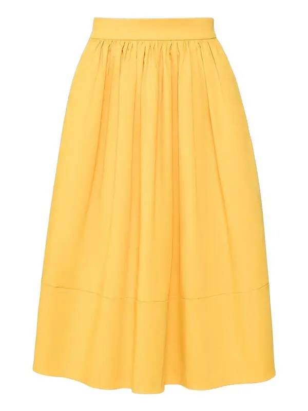 Max Mara Cotton Satin Midi Skirt - Yellow
