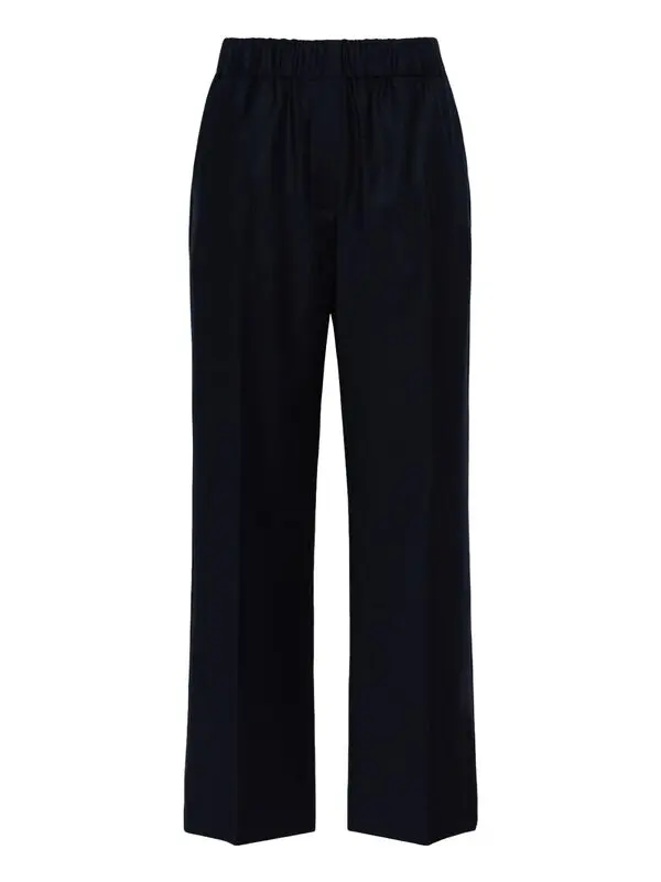 Max Mara Stretch Wool Flannel Trousers - Navy