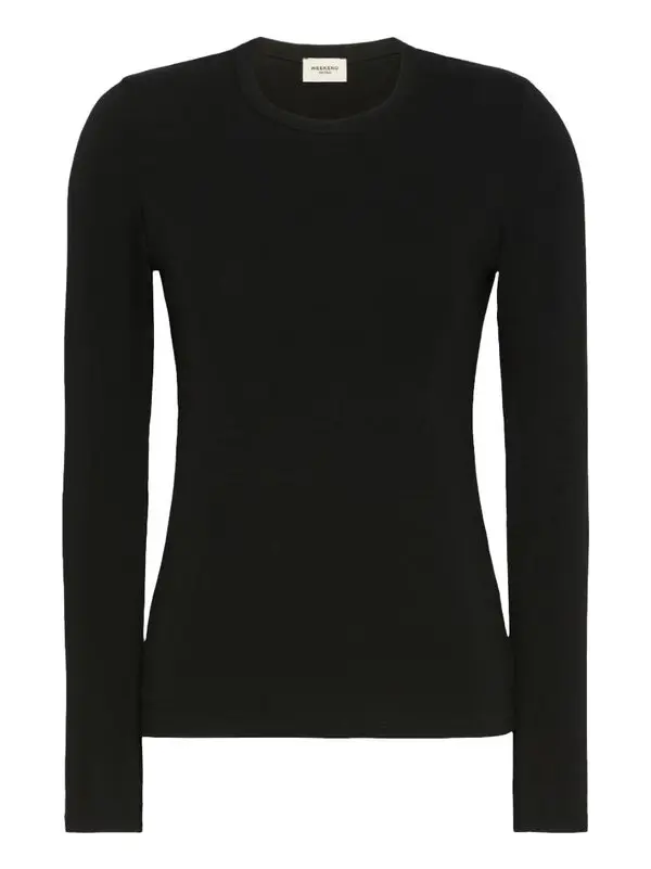 Max Mara Stretch Viscose Jersey Long Sleeve T-shirt - Black