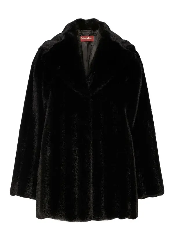 Max Mara Fluffy Textured Short Coat - Black