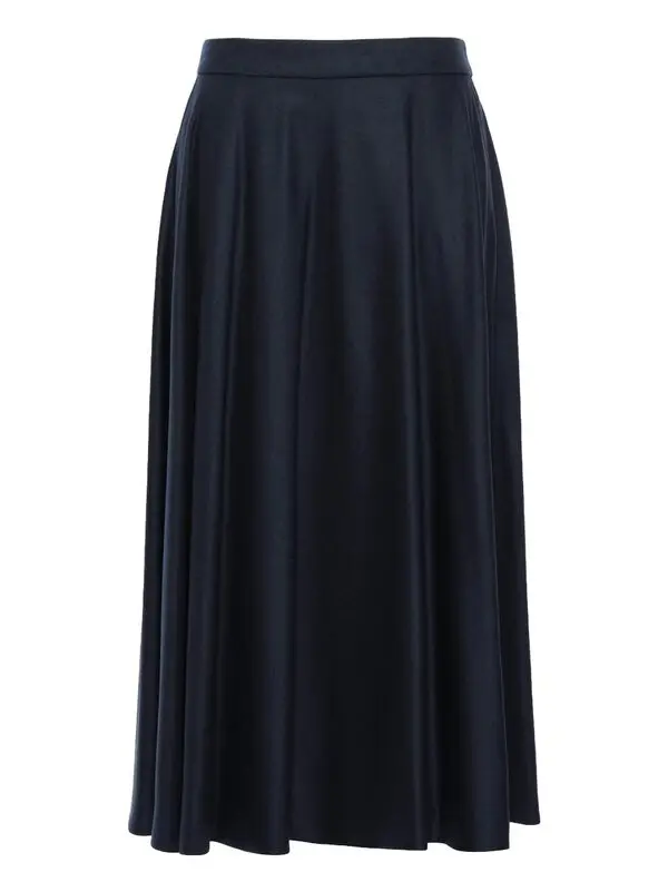 Max Mara Long Flared Wool Flannel Skirt - Midnightblue