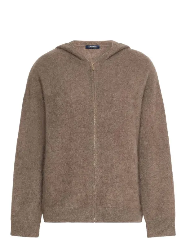 Max Mara Brushed Yak Yarn Hooded Cardigan - Beige