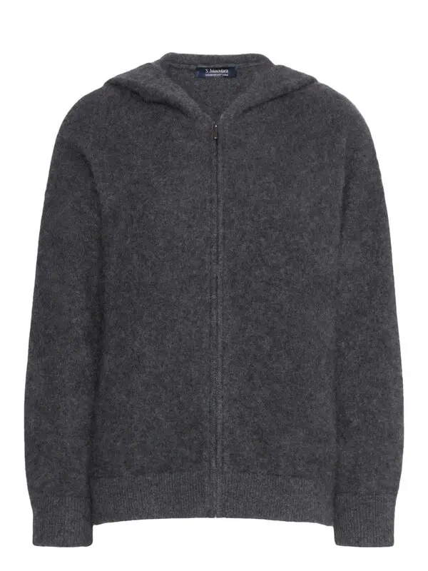 Max Mara Brushed Yak Yarn Hooded Cardigan - Medium Grey