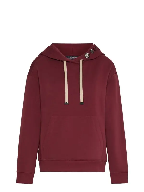 Max Mara Jersey Hoodie With Embellished Neckline - Bordeaux