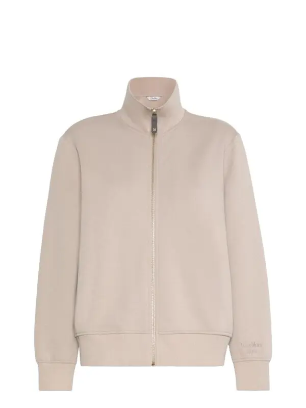 Max Mara Technical Cotton Jersey Zip-up Sweatshirt - Beige