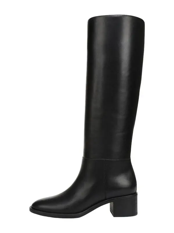 Vince Leather Knee-high Block Heel Boots - Black
