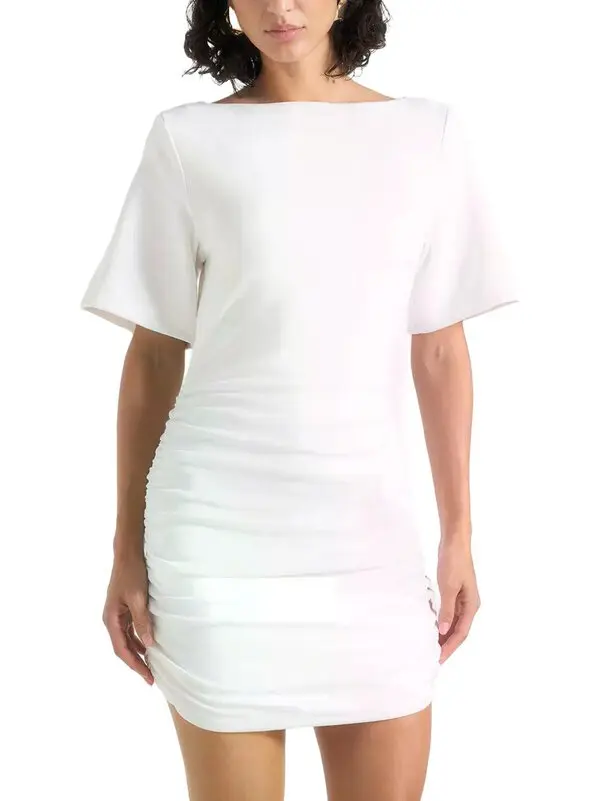 Manière De Voir Ruched Mini Dress With Open Back - White