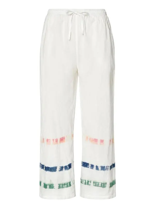 PAR Y ESCALA Sere Tie-dye Hem Trousers - White