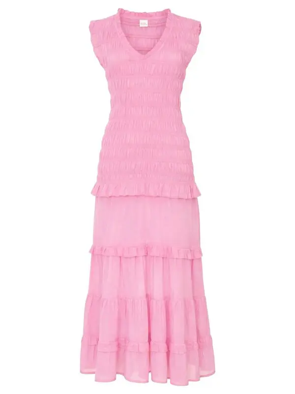 PAR Y ESCALA Hand-dyed Smocked Cami Maxi Dress - Pink