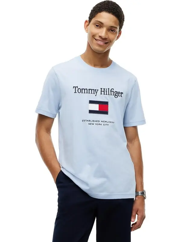Tommy Hilfiger Embroidered Flag Logo T-shirt - Sky Blue