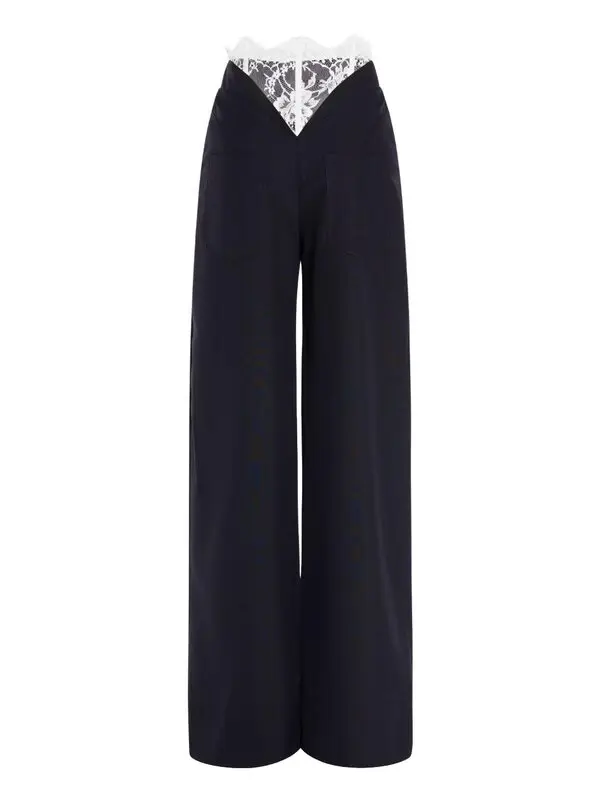 CONCEPTO Kelly Virgin Wool And Lace Straight Leg Trousers - Black
