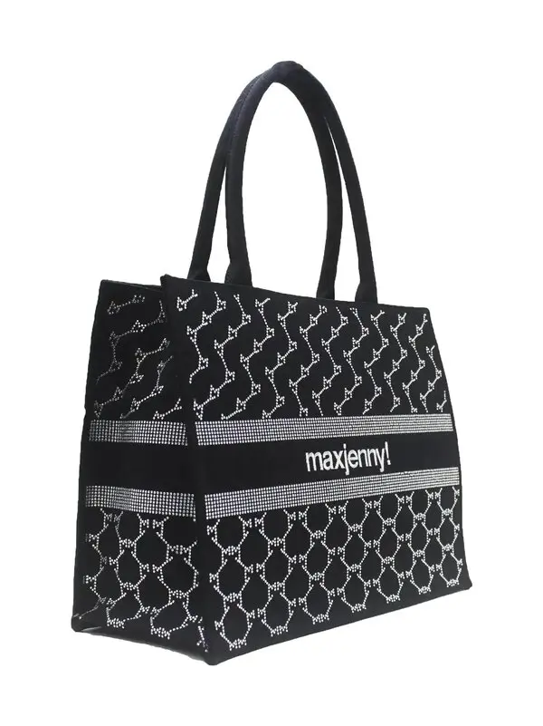 MAXJENNY Sculptural Book Tote Bag With Swarovski Details - Black