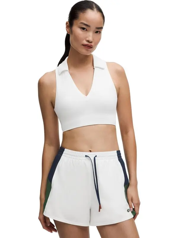 Lululemon Collared Longline Ribbed Tennis Bra - White