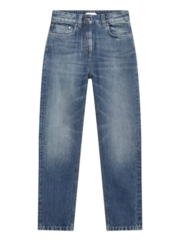 Versace High-waisted Straight-leg Cotton Jeans - Blue