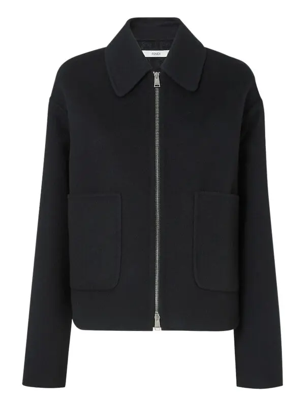 Fendi Wool Blouson With Ff Zucca Motif - Black