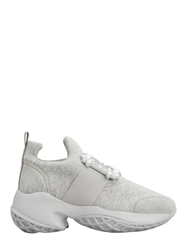 ROGER VIVIER Viv Run Sneakers With Crystal Buckle - Gray
