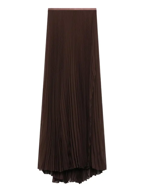 Valentino Garavani Pleated Silk Long Skirt - Brown
