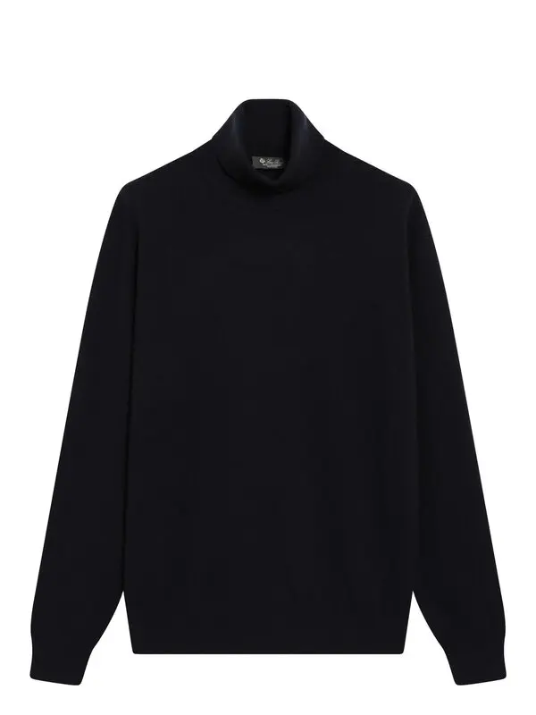 Loro Piana Classic Turtleneck In Baby Cashmere - Blue