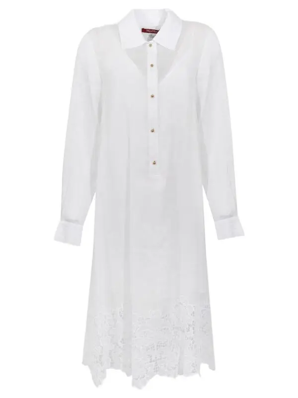 Max Mara Shirt Dress With Lace Trim - White