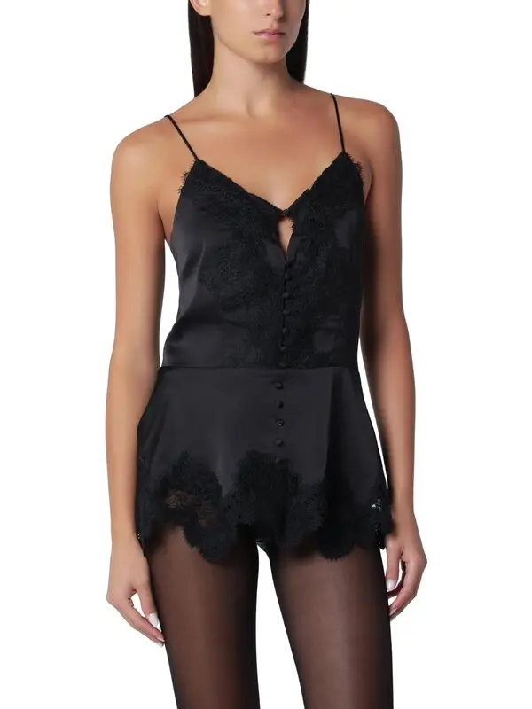 ROTATE BY BIRGER CHRISTENSEN Lace Trim Camisole Top - Black