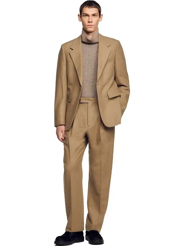 Sandro Wool Suit Jacket - Beige
