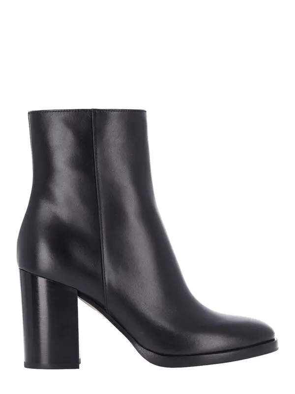 GIANVITO ROSSI Calfskin Santiago Ankle Boots - Black