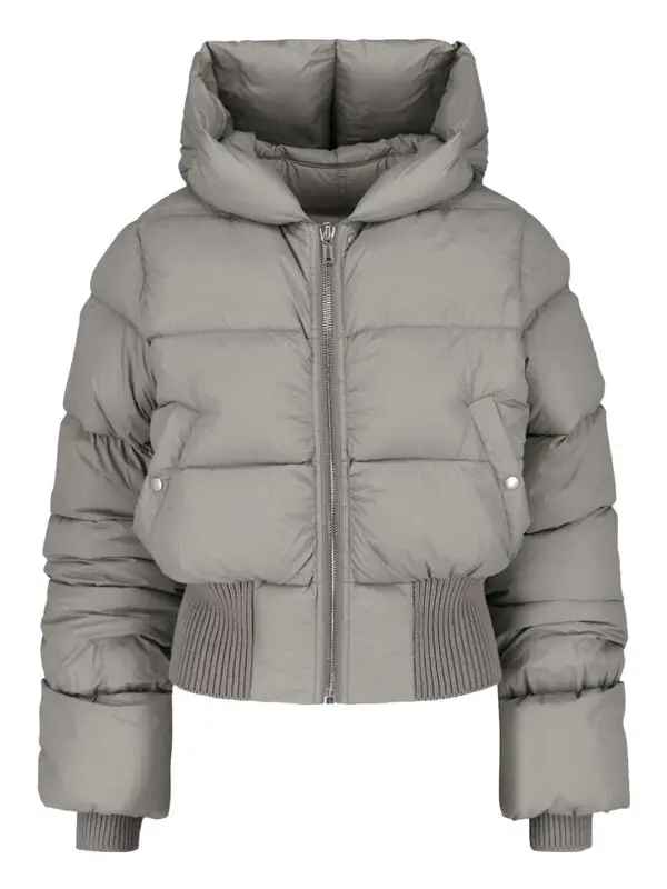 Rick Owens Cropped Hooded Down Jacket - Gray