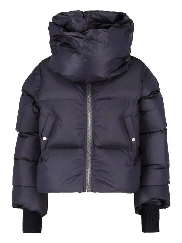 Rick Owens Cropped Down Jacket With Maxi High Collar - Black